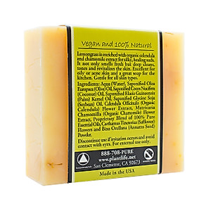 Plantlife Lemongrass Bar Soap - Moisturizing and Soothing Soap for Your Skin - Hand Crafted Using Plant-Based Ingredients - Made in California 4oz Bar