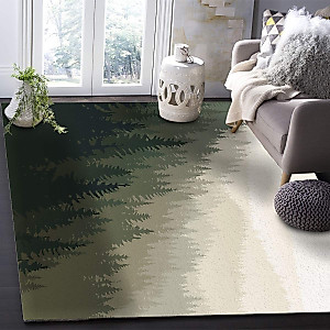 Large Area Rugs 5' x 7' Throw Carpet Floor Cover Nursery Rugs For Children/Kids, Northern World with Coniferous Trees Scandinavian Woodland, Modern Kitchen Mat Runner Rugs For Living Room/Bedroom