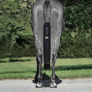ZELARMAN Horse Tail Bag，Adjustable Tail Wraps for Horse，Horse Tail Cover with Fringe(Small Black)