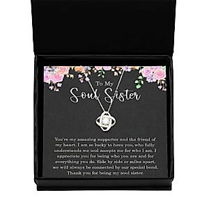 Soul Sister Gifts For Women, Necklace For Best Friend, Sister in Law, BFF, Unbiological Sister, Bestie, Unique Friendship Birthday Present Sentimental Jewelry, Long Distance, Crystal, Cubic Zirconia