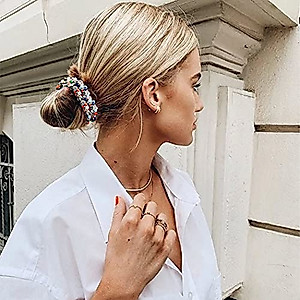 Brinie Pearl Scrunchie White Elastic Hair Ties Rhinestone Ponytail Holders Beaded Hair Elastics Hair Accessories for Women and Girls (Pack of 3)