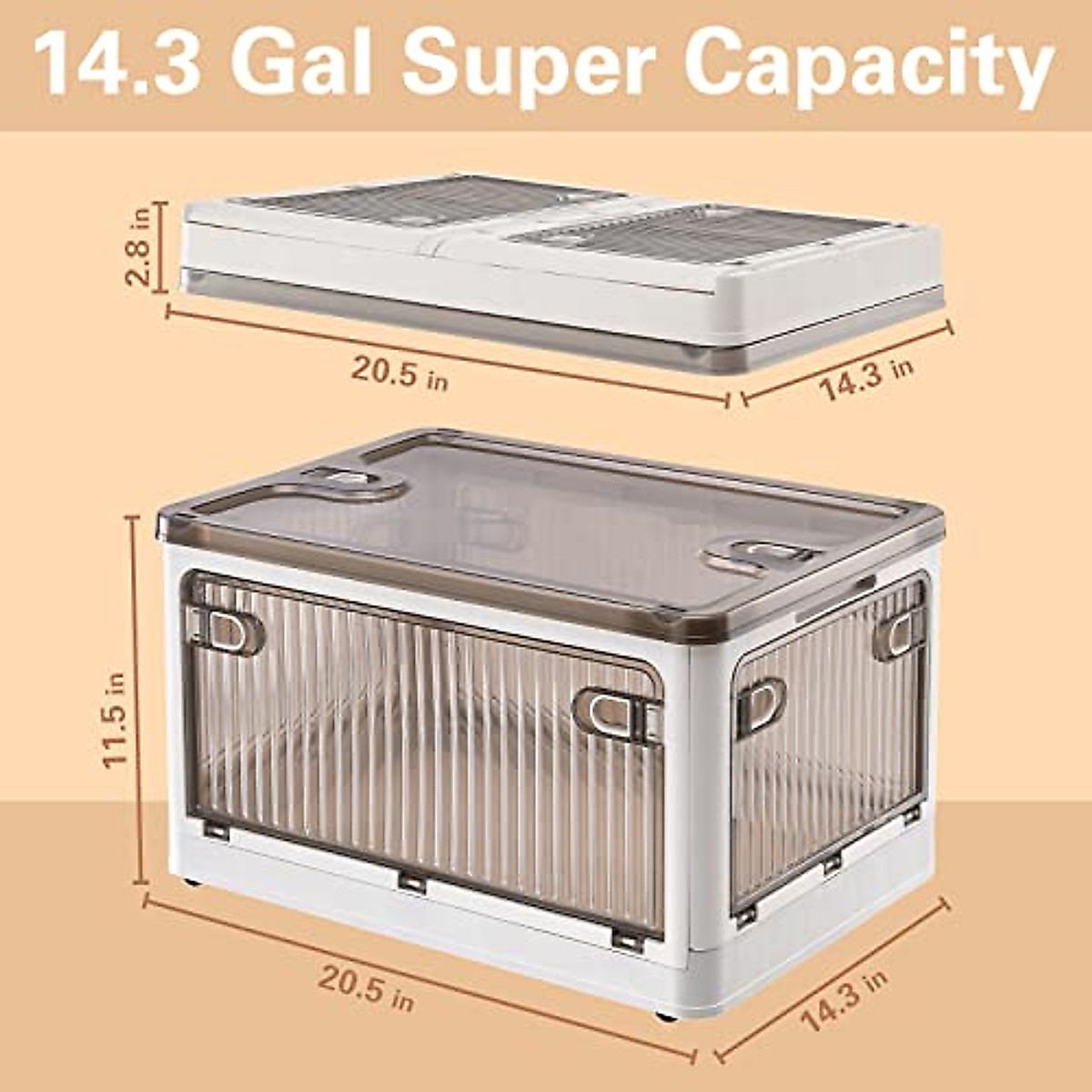 Miuzychael Storage Bins with Lids,Closet Organizers and Storage,Stackable Closet Organizer,14.3Gal Storage Box,5 Doors Storage Cabinet,Plastic Car Organizer,Storage Bins with Wheels