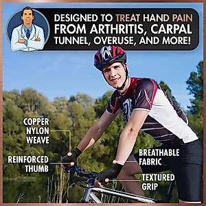 Dr. Frederick's Original Copper Arthritis Glove - 2 Gloves - Perfect Computer Typing Gloves - Fit Guaranteed - Medium