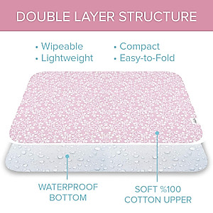 Kushies Deluxe Waterproof Changing Pad Liners - 20 x 30 inches Baby Changing Table Liners - Baby Changing Pads - Diaper Changing Flat Liner Pad Waterproof Portable (Pink Berries)