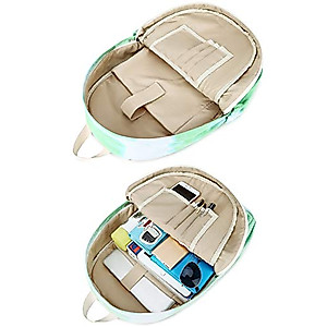 Lanola Canvas School Bag Backpack Girls or boy, Ranibow Style Unisex Zip Backpack School College for Teens Girls Students Casual Lightweight Travel Daypack Outdoor (Green)