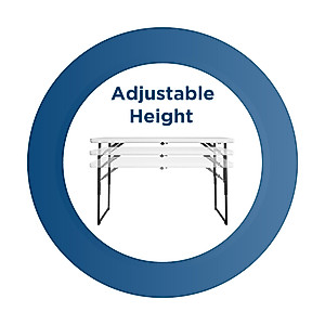 COSCO 4 ft. Centerfold Blow Mold Utility Table, Adjustable Height, White