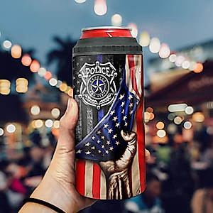 winorax Thin Blue Line Police Nutrition Facts 4-in-1 Tumbler Can Cooler Gifts for Men Police Academy Graduation Cops Officer American Flag