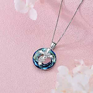 POTOPYY Butterfly Necklace S925 Sterling Silver Crystal Butterfly Necklaces for Women Butterfly Pendant Jewelry, Butterfly Gifts for Women Mom Christmas Mothers Day Birthday New Year Anniversary