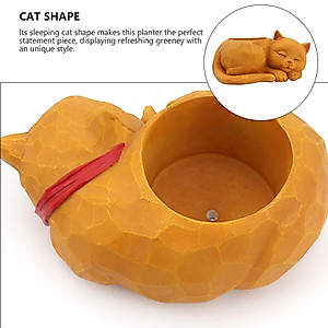 Hemoton Resin Succulent Planter Pot Sleeping Cat Flower Pot Animal Plants Bonsai Holder Flower Container Desktop Flower Vase Table Art Statue for Home Office Desktop Decor