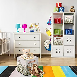 13x13x13 Storage Cube Bins Spring Flowers Floral Storage Cubes 13 inch Collapsible Storage Bins Cubby Storage Baskets for Organizing Shelf Cabinet Bookcase Boxes