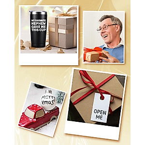 KIKERRO Uncle Gifts from Nephew, Birthday Gift, Valentines Day, Fathers Day Christmas Gifts for Best Uncle Ever, 20oz Stainless Steel Insulated Tumbler, Black