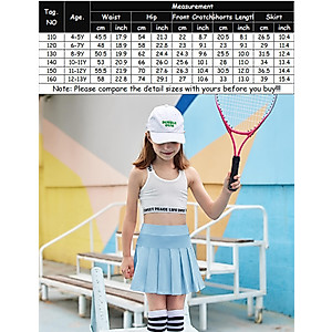 Arshiner Tennis Skirt Pleated Golf Skirts with Pockets Workout Sports Running Athletic Mini Skort (Light Blue, 8-9 Years)