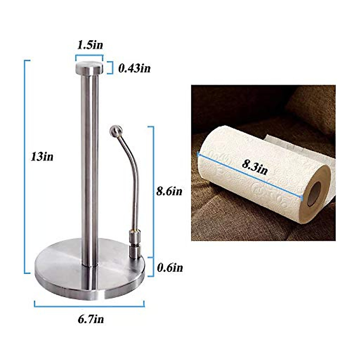 NILICAN Stainless Steel Vertical Roll Paper Towel Holder Kitchen Bedroom Bathroom
