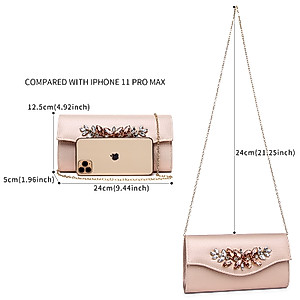 GESU Clutch Purses for Women Bling Rhinestone Evening Bag Wedding Formal Dress Purses Handbag,Gold.