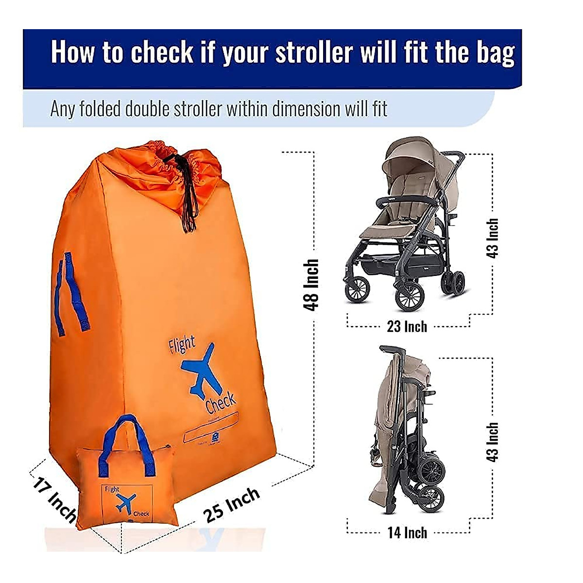 Alnoor USA Double Combo of Car Seat Travel Bag & Stroller Bag | Car Seat Bags for Air Travel & Stroller Travel Bag for Airplane | Gate Check Stroller Bag & Car Seat Carrier for Airport