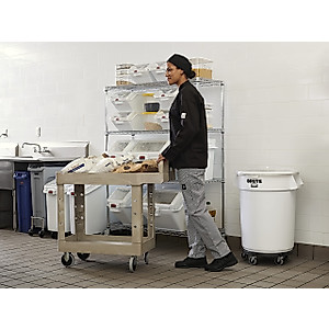 Rubbermaid Commercial Products Plastic Round Food Storage Container with Handle, 6 Quart, Clear, High Temperature Range Food Organization for Wet/Dry Food in Kitchen/Restaurants/Cafeteria, Pack of 12