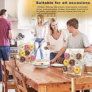 ULENDIS 2 Pack Donut Wall Display Stand Wooden, Reusable Donut Holder Board Fits 18 Doughnuts, Doughnut Food Buffet Display for Wedding Baby Showers Birthday Gathering Party Decorations and More