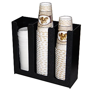 PC-1000 9.5 by PPM: Compact Black Plastic Cup and Lid Holder Only 9.5" tall