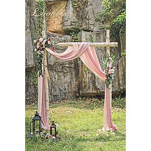 Lookein Arch Drapes for Wedding Party Reception Backdrop Wedding Arbor, 3 Panels 30" Wide 6.5 Yards, Blush& Dusty Rose& Mauve