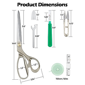 FIVEIZERO Fabric Scissors All Purpose: 10.5" Heavy Duty Scissors (Med. Weight) with Sheath, Ultra Sharp Dressmaker Shears, Professional Tailor Sewing Scissors for Fabric, Upholstery, Leather Cutting