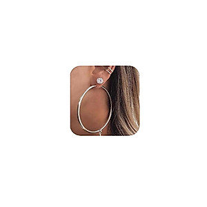 Missgrace Multiple Piercings Cute Big Hoop Elegant Cross Earrings Set Vintage Earring Set Bohemian Earrings Stud Earrings Silver Punk Chain Earrings Set for Women (Style 7)