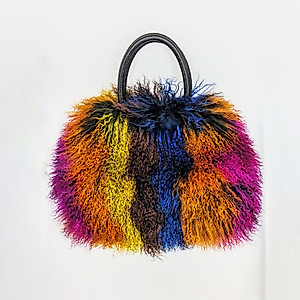 LVCOMEFF Women Genuine Mongolia Sheep Fur Handbag Bag Multicolor 2021 Furry Luxurious