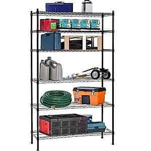 Dkeli Metal Wire Shelving Unit NSF Heavy Duty 6-Tier Height Adjustable Utility Steel Storage Shelves 42"L x 16"W x 72"H Commercial Grade Layer Shelf Organizer Rack 1500 LBS Capacity Garage Shelving
