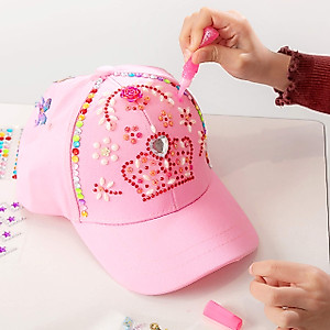 Klever Kits Decorate Your Own Baseball Cap with 7 Sheets Gems Stickers, Art & Crafts Kit for Kids, Fun Creative DIY Toys for Kids Girls