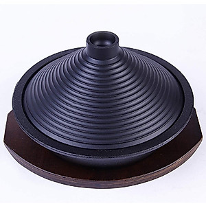 Casserole Dish with Lid Soup Pot Large Cooking Tagine, 28Cm Tajine with Enameled Cast Iron Base and Cone-Shaped Lid for Different Cooking Styles, Cast Iron Tagine with Tray