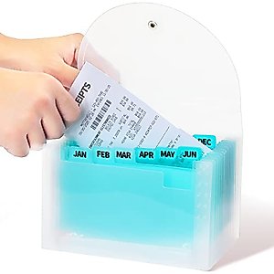 H4D Receipt Coupon Holder Organizer for Purse, Small Expanding File Folder Mini Accordion Folder, 13 Pockets Expandable Wallet for Coupon Receipt Bill Ticket Card Storage, 7x4.5 Inches (Teal)