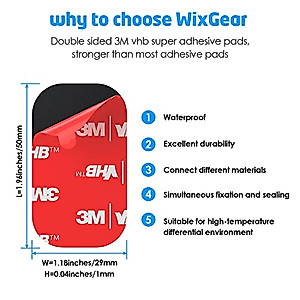 WixGear 3M [6 Pack] Sticky Adhesive Pads Replacement Mounting Tape, Dashboard Sticker Pads for Magnetic Phone Car Mount, Double Sided 3M Adhesive Pads, 6 3M with 2 Dry Wipes for Magnetic Car Mounts