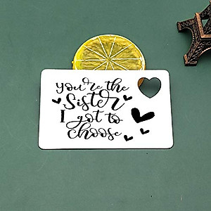 Sister Wallet Card Insert from Sister Brother, Sister Gift for Best Friend, Soul Unbiological Sister, Besties, Friends for Christmas Birthday Wedding Gift, You're the Sister I Got to Choose