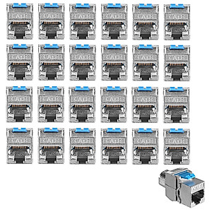 kwmobile Keystone Module Jacks - 24 Piece CAT-8 Shielded Keystone Jack RJ45 Cat 8 Ethernet Module 40 Gbit with Shielded Metal Housing