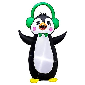 DROFELY 4 Foot Christmas Inflatable Penguin with Headphones Indoor Outdoor Decoration Christmas Yard Blow up -WM-07