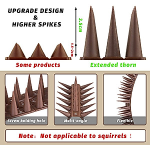 Bird Spikes, Grovind Plastic Spikes for Outdoor Bird Spike Security Bird Deterrent Spikes, Cat Raccoon Squirrel Spikes Pigeon Spikes for Fences and Roof Keep Birds Away - 12 Pack