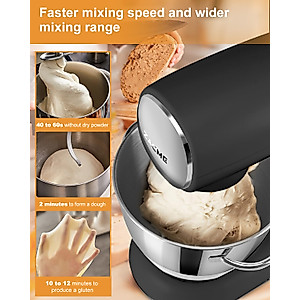 ZACME Mixers Kitchen Electric Stand Mixer, Aluminum die casting and Gears, 1 Hour Continuous Operation, Dual Cooling System, Low Noise DC Motor, LED Display and Timing Function, 600W 5.5QT, Food Grade