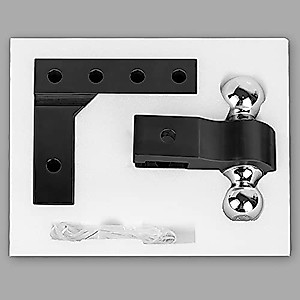 YEOPGYEON Adjustable 6"Drop Hitch Ball Mount- 2 in Reversible Ball Mount, 2-5/16in./2in. Ball,5000lbs/3500lbs GTW (Black)