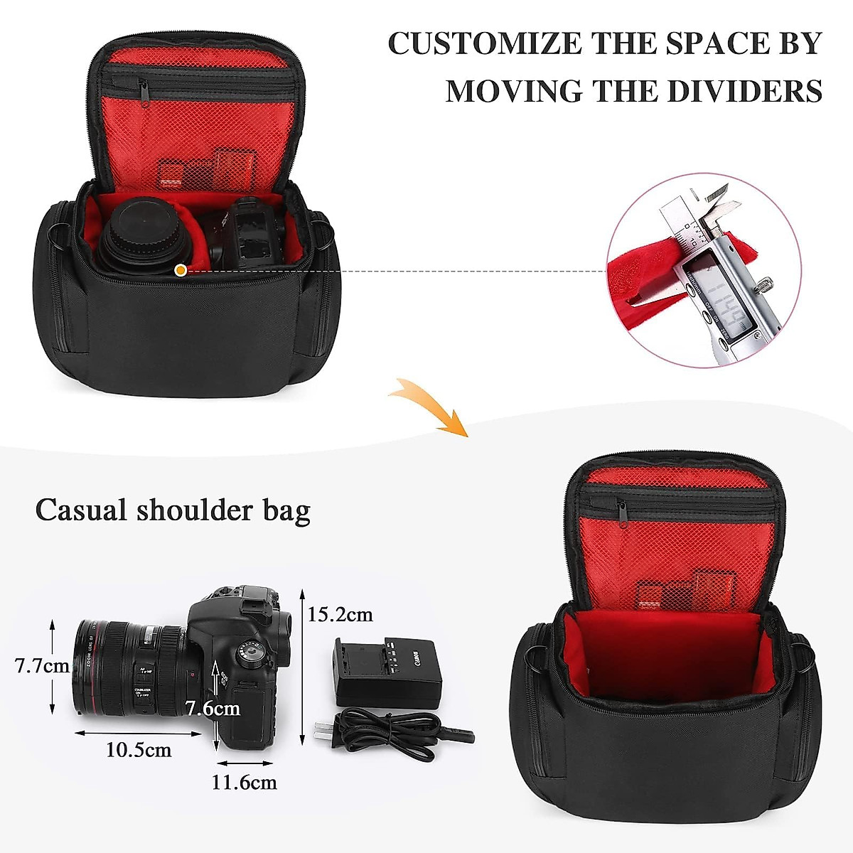 G-raphy Camera Bag Camera Case DSLR SRL Bag Photography Accessories Camera Storage Carrying Case with Removal Straps for Women Men