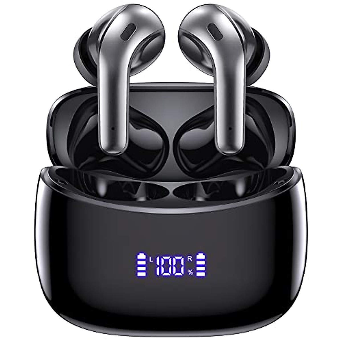 2 Sets Wireless Earbuds Bluetooth Headphones 60H Playtime Ear Buds with LED Power Display Charging Case Earphones in-Ear Earbud with Microphone for Android Cell Phone Gaming PC Laptop Black + Green