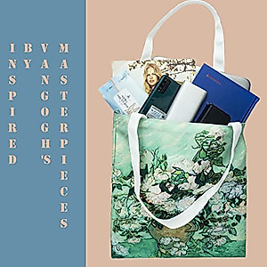 Rejolly 4 Pack Canvas Art Tote Bag Vincent Van Gogh Aesthetic Impressionist Accent Painting Printed Purse Stylish Shoulder Handbag for Women Men