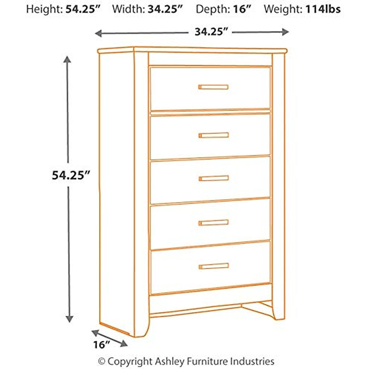 Signature Design by Ashley Brinxton Contemporary 5 Drawer Chest, Almost Black