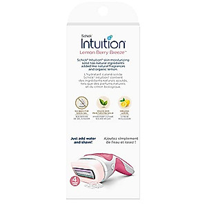 Schick Intuition Lemon Berry Breeze Razors for Women | 1 Razor & 2 Intuition Razor Blades Refill with Organic Lemon