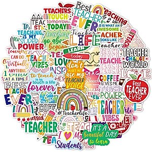 Teacher Stickers Vinyl Waterproof Teacher Appreciation Gifts for Laptop Water Bottle Back to School Supplies 100Pcs