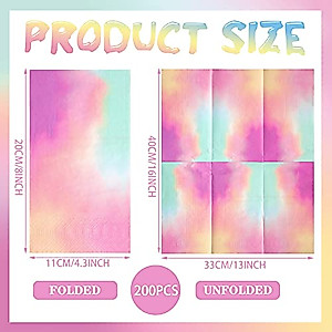 Ctosree 200 Pieces Pastel Rainbow Napkins Disposable Guests Paper Napkins for Birthday Party Disposable Hand Towels for Bathroom Decorative Napkins for Baby Shower Girl Birthday Wedding Rainbow Party