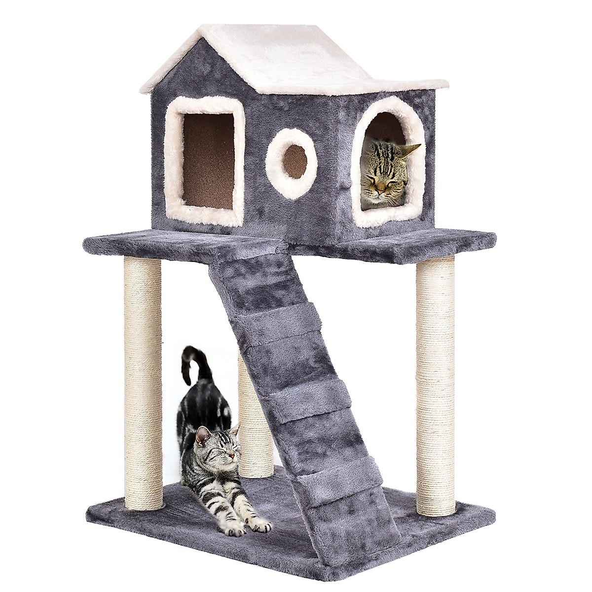 Tangkula Cat Tree, Multi-Level Cat Condo Tower, Lovely Pet Furniture with Scratching Posts and Ladder, Pet Play Toy House, Activity Centre Cat Tree - for Kittens, Cats and Pets
