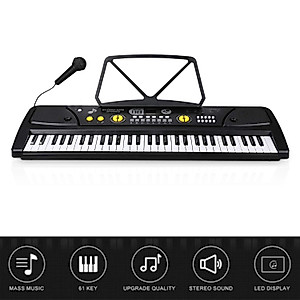 MUCH Electronic 61 keys Music Piano Keyboard Portable Digital With Built In Speakers Mic & Stand UPS/MP3 Input, Power Supply for Beginners (Kids&Boys,Girls Ages 3-12,Adults)