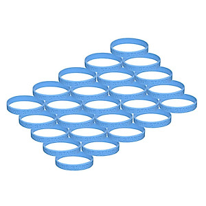 Light Blue Ribbon Awareness Silicone Bracelet 25 Pack