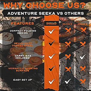 Adventure Seeka Swivel Grill - Heavy Duty, Fully Adjustable Campfire Cooking Grate and Rack