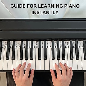 BEATBIT Piano Notes Guide for Beginner, Removable Piano Keyboard Note Labels for Learning, 88-Key Full Size, Made of Silicone, No Need Stickers, Reusable and Comes with Box (Classic Black）