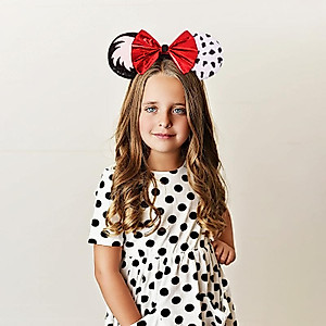 ETLUK Mouse Ears Headband, Villain Ears Bow Headband for Adult Women Girls, Park Ears Party Cosplay Accessories